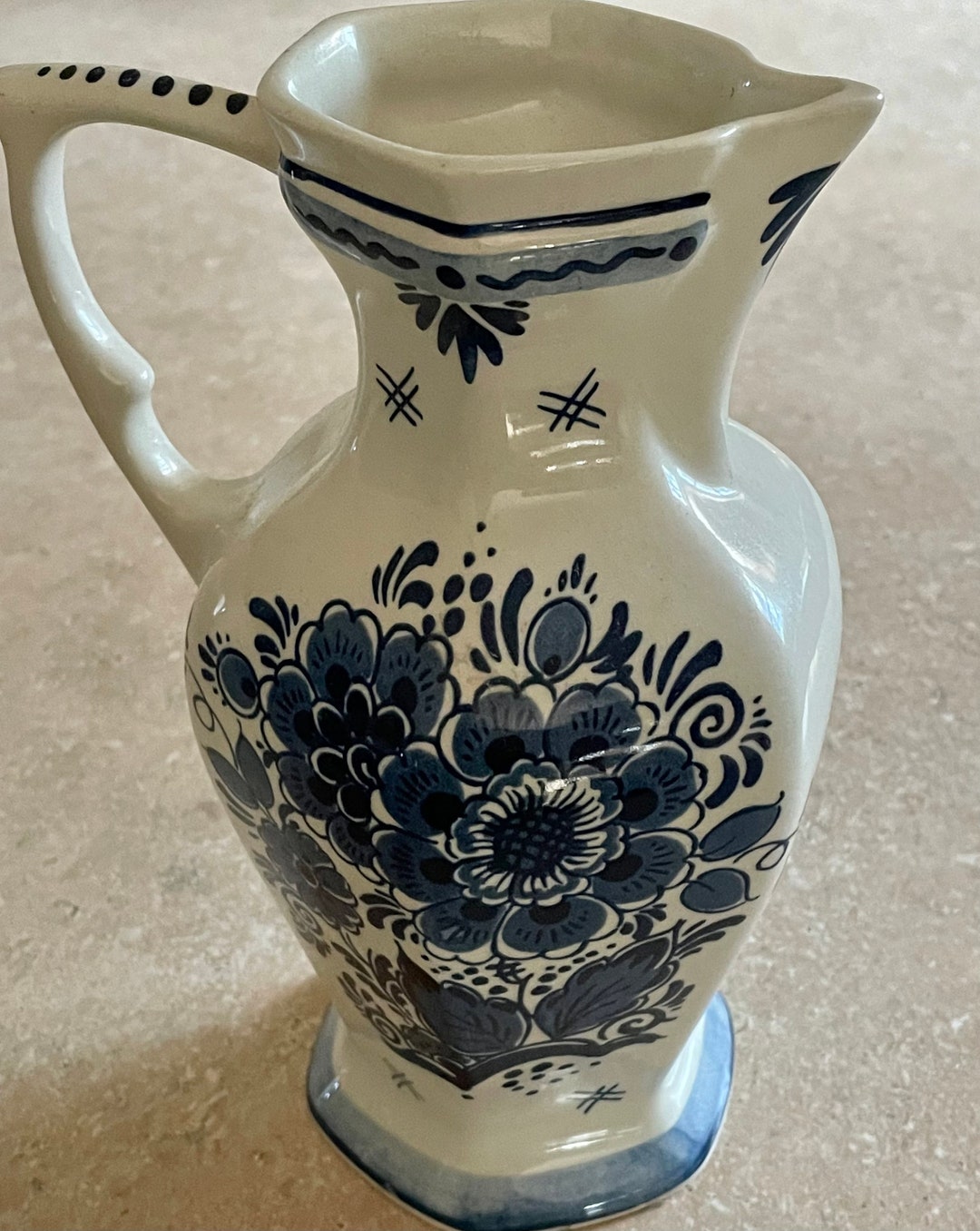 Vintage Delft Hand Painted Pitcher Blue White .royal Distel Holland. - Etsy