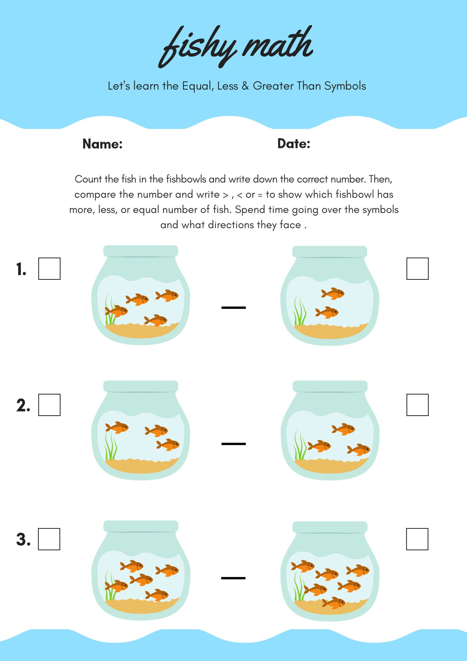 Fishy Math Homeschool Math Worksheet - Etsy
