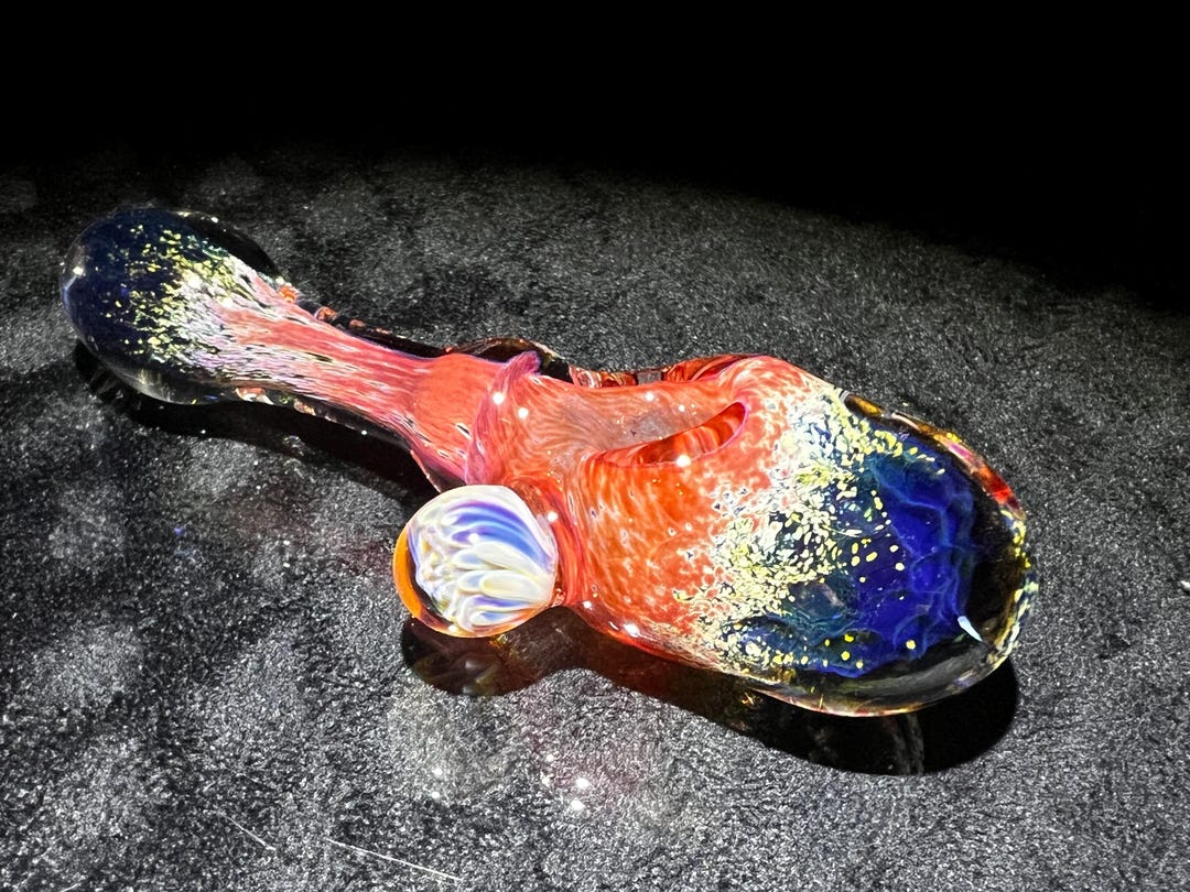 Thick Glass Honeycomb Head Hand Pipe in Deep Blues and Reds With ...