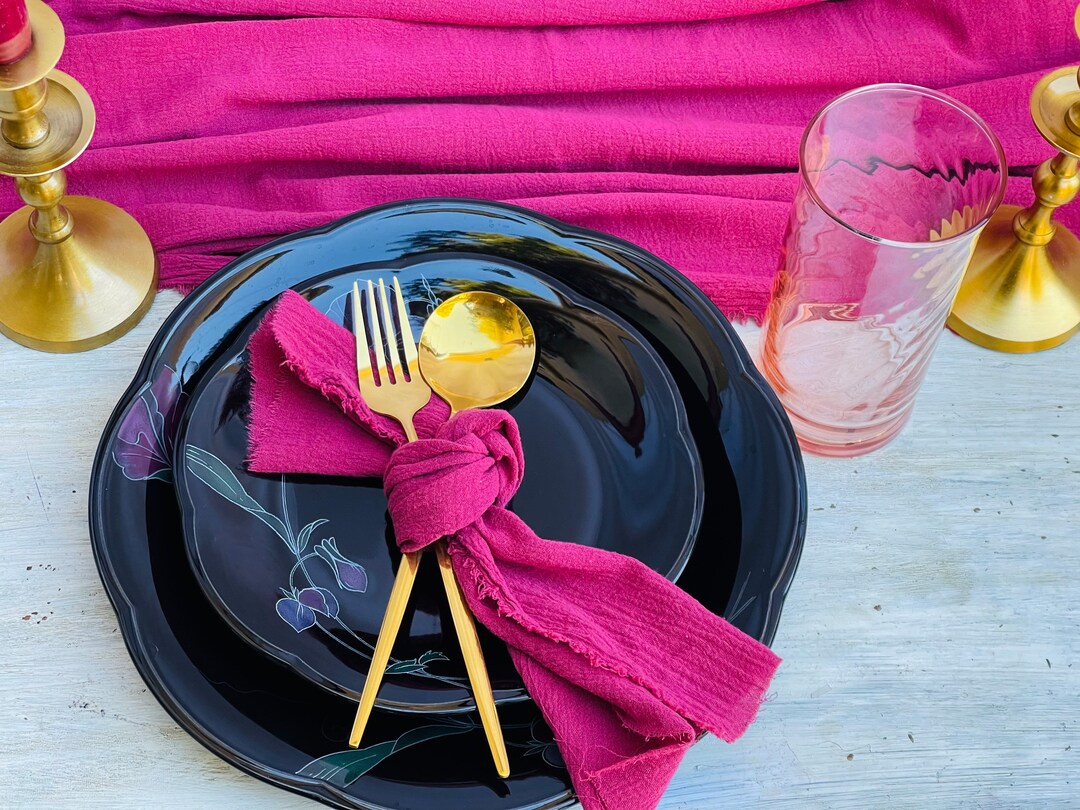 Vintage Mikasa Black Scalloped Dinnerware Set, Dinner Plate, Salad ...