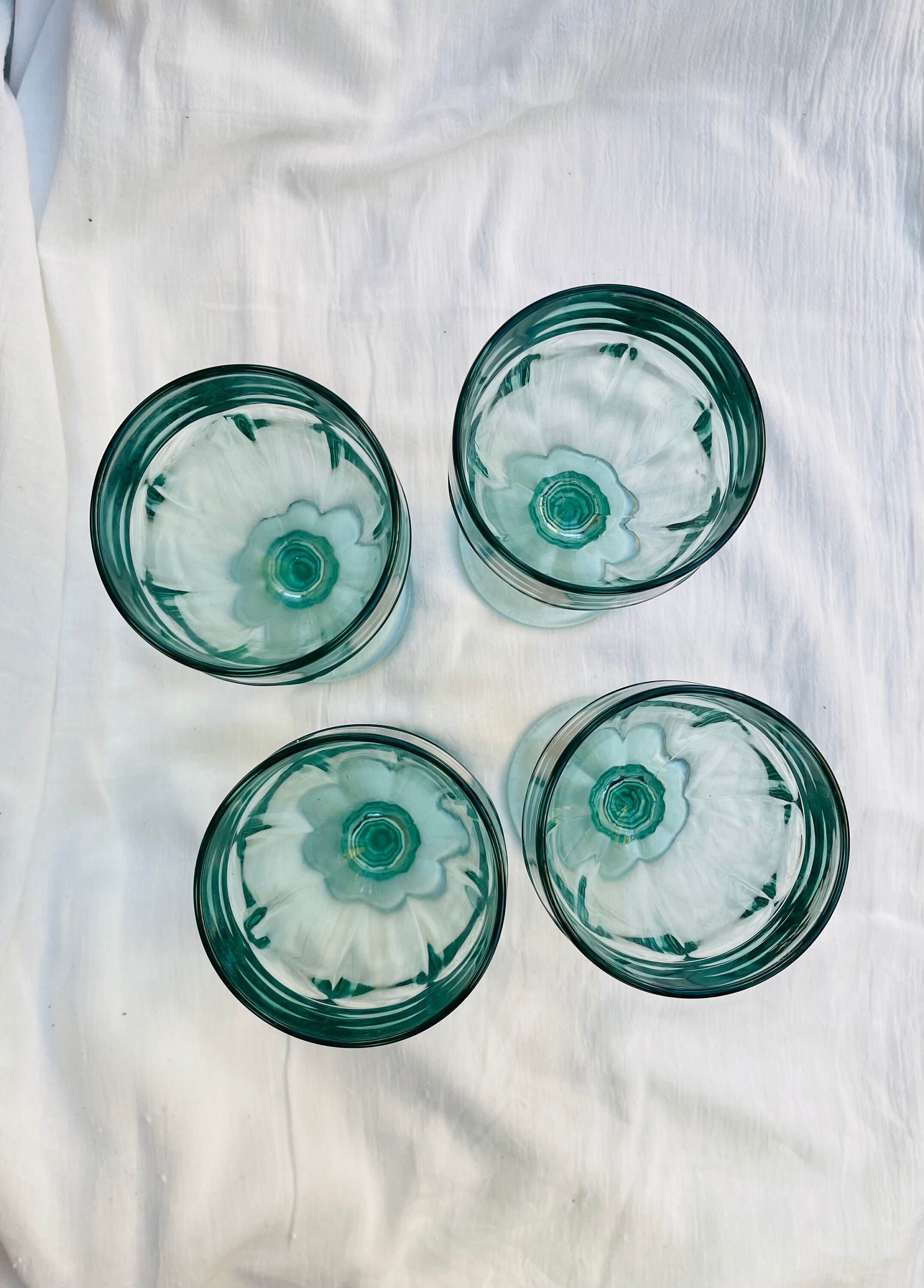 Green Glassware Set of 4, Libbey Gibraltar Duratuff Iced Tea Goblets ...