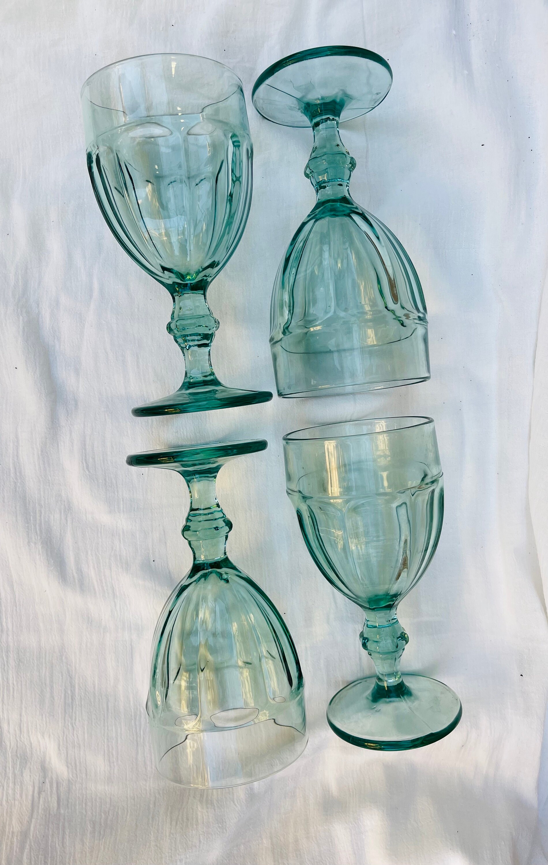 Green Glassware Set of 4, Libbey Gibraltar Duratuff Iced Tea Goblets ...