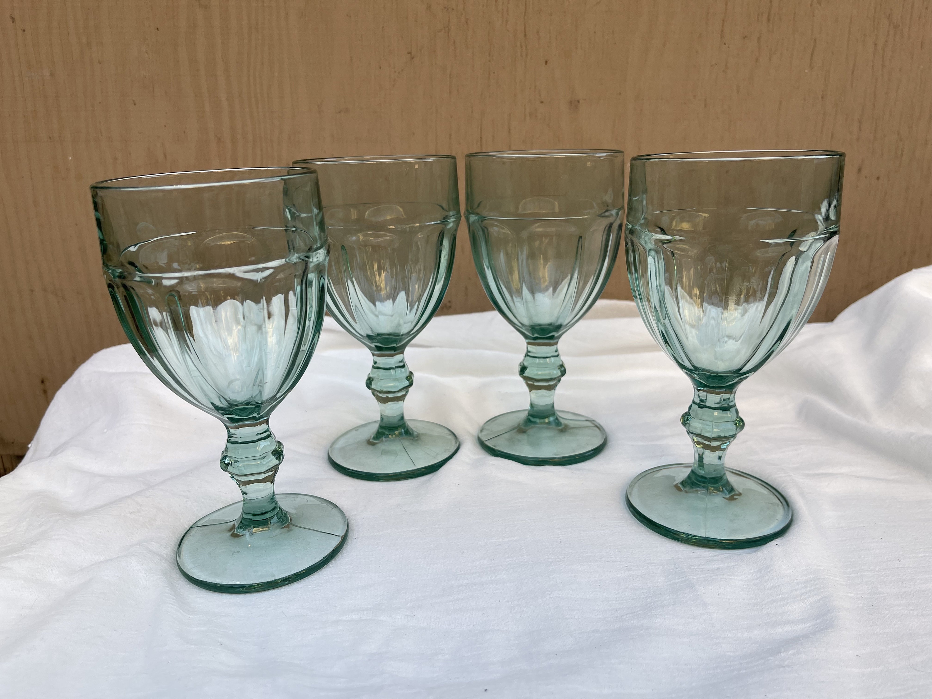 Green Glassware Set of 4, Libbey Gibraltar Duratuff Iced Tea Goblets ...