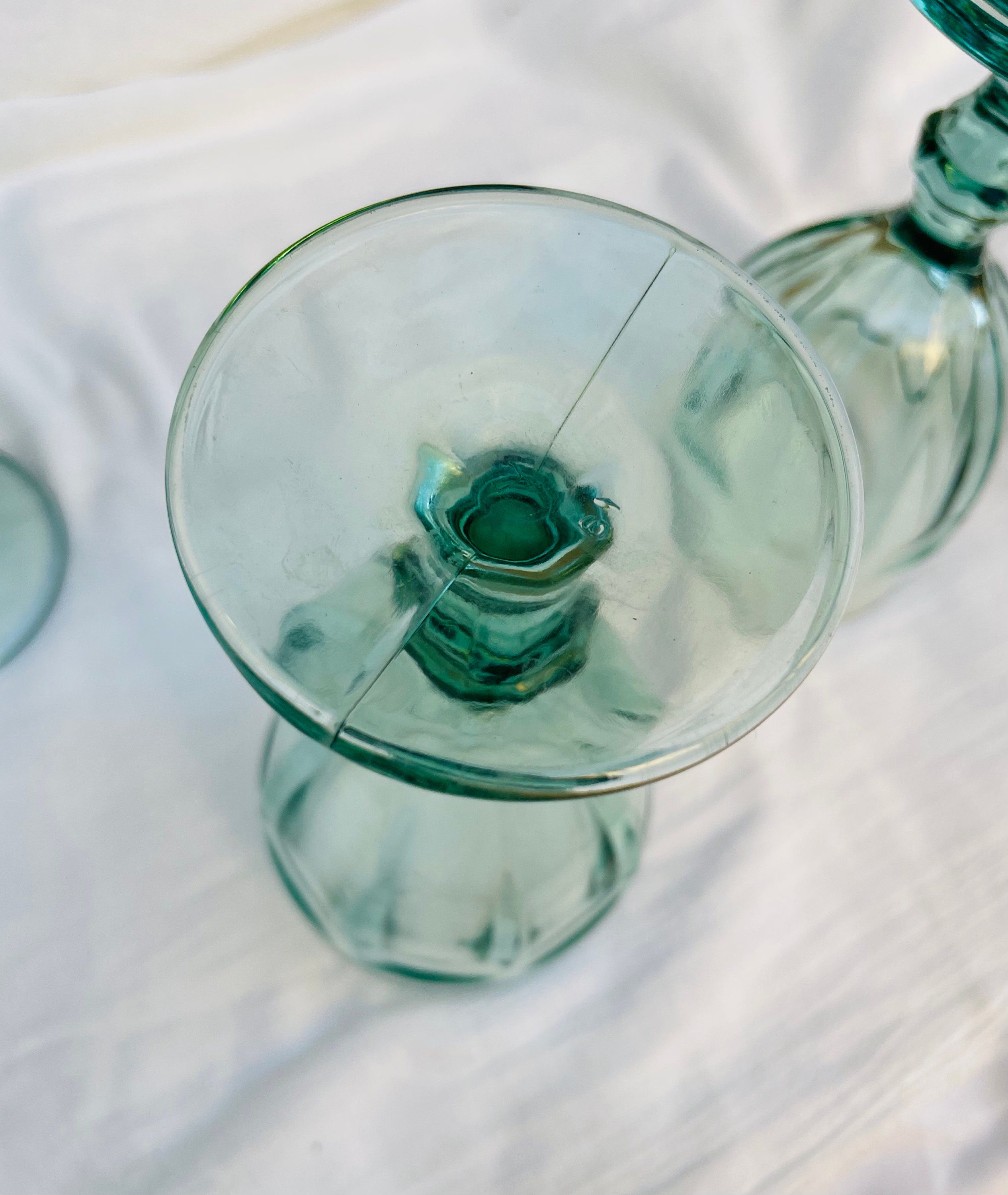 Green Glassware Set of 4, Libbey Gibraltar Duratuff Iced Tea Goblets ...