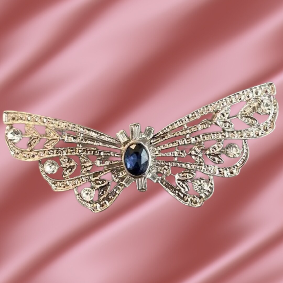 Vintage Rhinestone Butterfly Brooch - Etsy