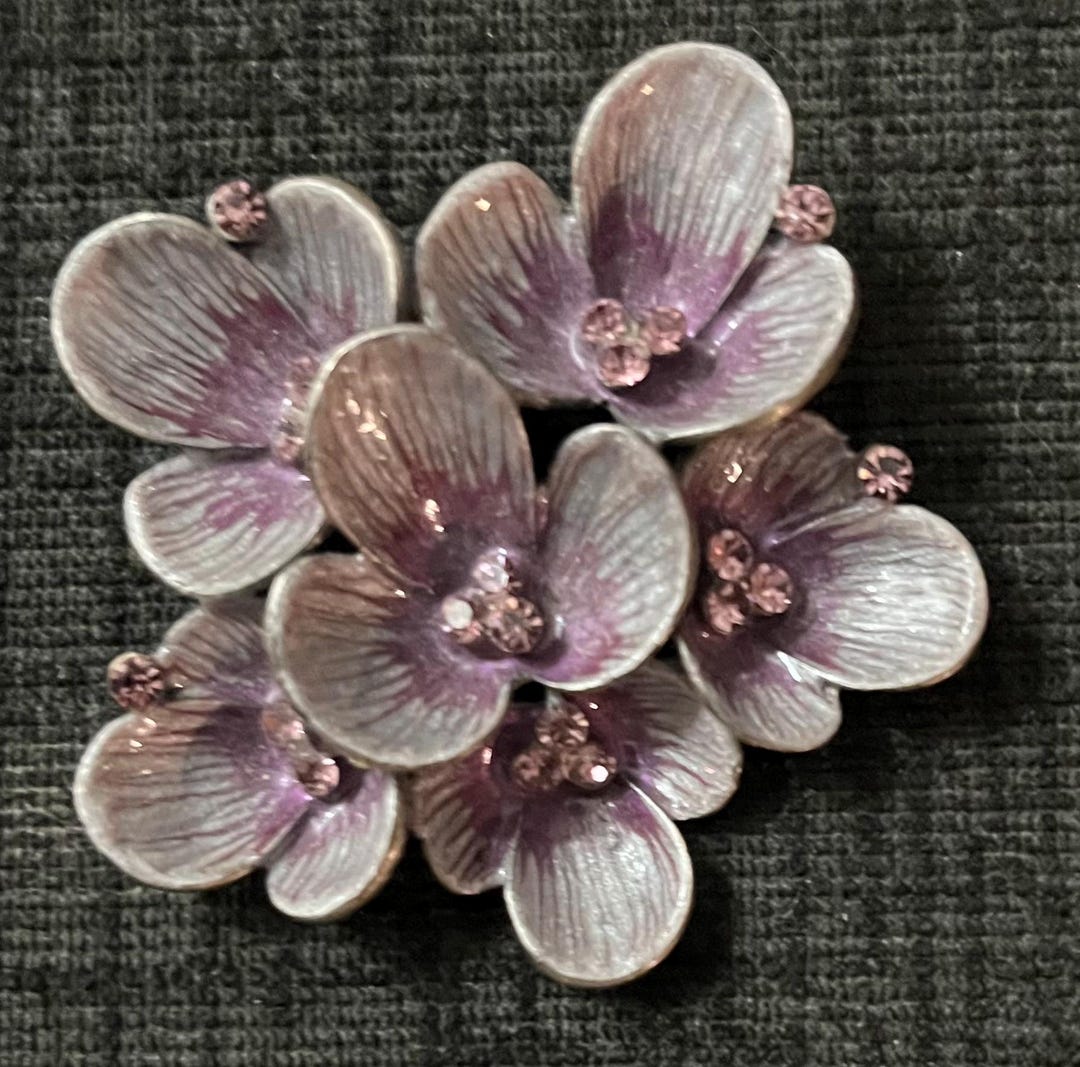 Vintage Gray and Purple Brooch Pin - Etsy