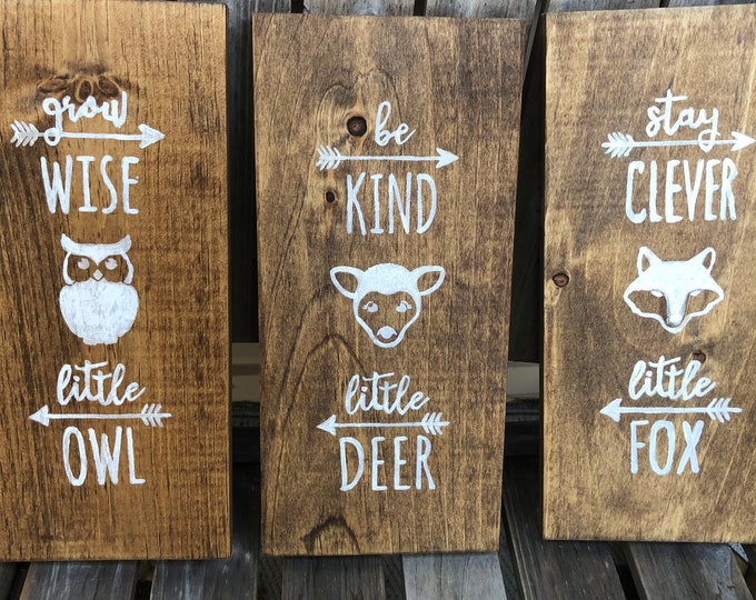 Rustic Woodland Baby Nursery Signs / Woodland Animal Signs