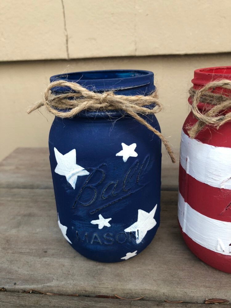 American Flag Mason Jars
