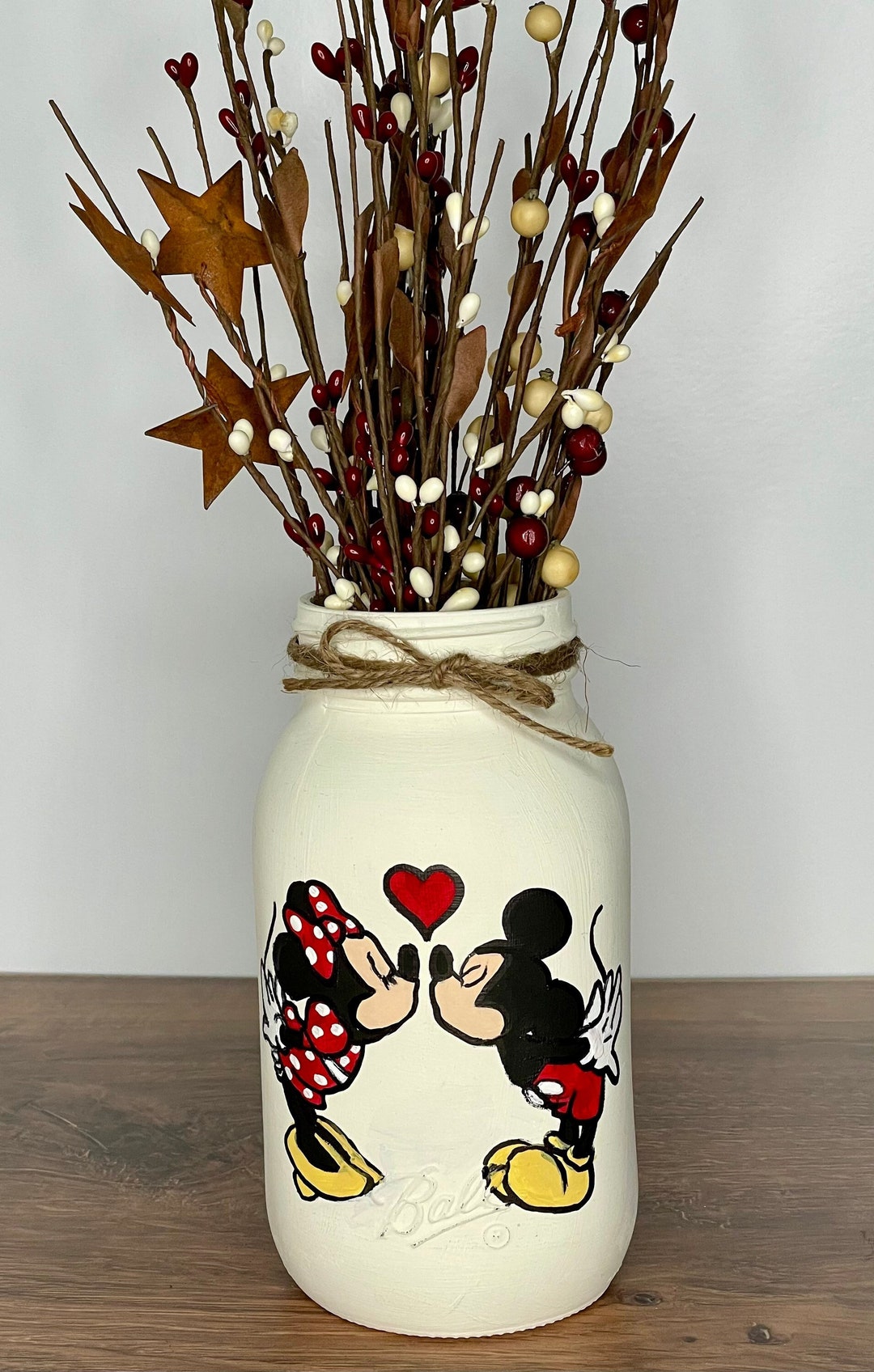 Mickey & Minnie Mouse Valentine's Day Mason Jar / Mickey Mouse Mason ...