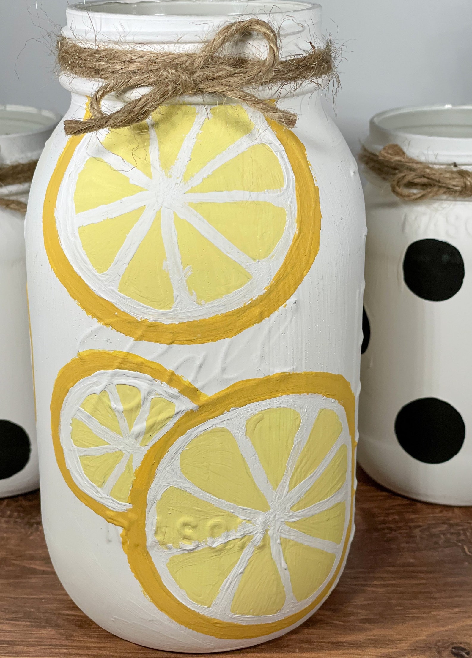 Lemon Mason Jars / Lemon Kitchen Decor / Mason Jar Centerpiece - Etsy