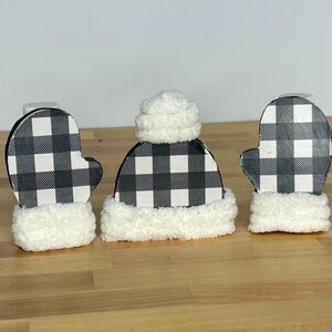 Winter Hat & Mitten Wood Block Sets / Winter Wood Blocks / Shelf Sitter ...