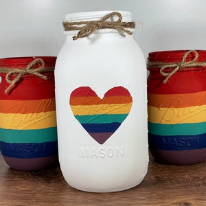 Rainbow Mason Jars / Mason Jar Centerpiece / LGBTQ Pride - Etsy