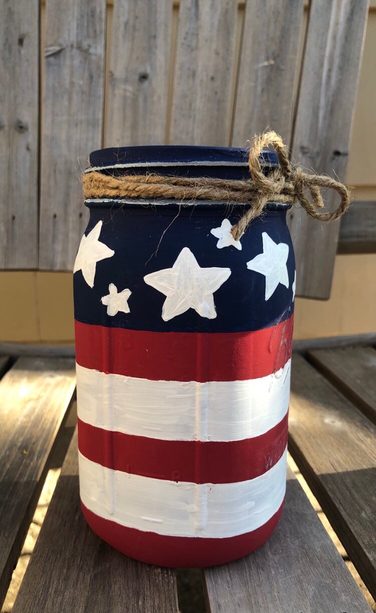 American Flag Mason Jar