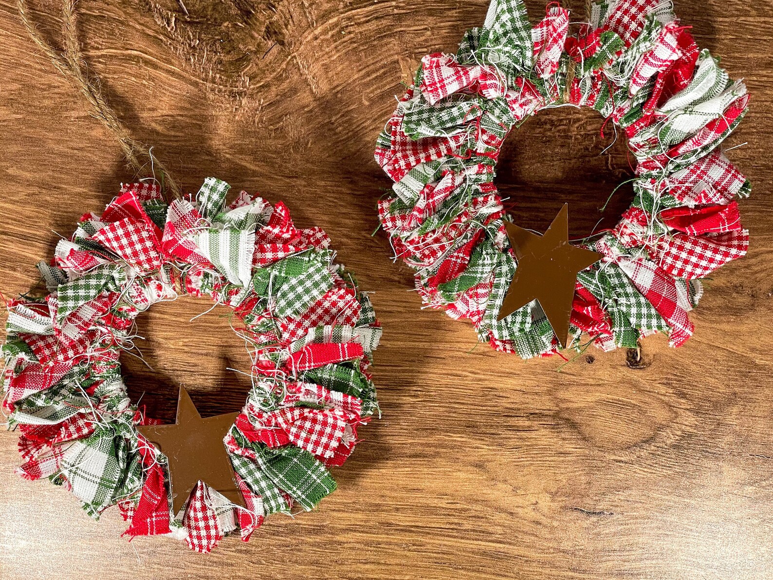 Mini Rag Wreaths / Mini Mason Jar Rag Wreaths / Rustic Rag - Etsy