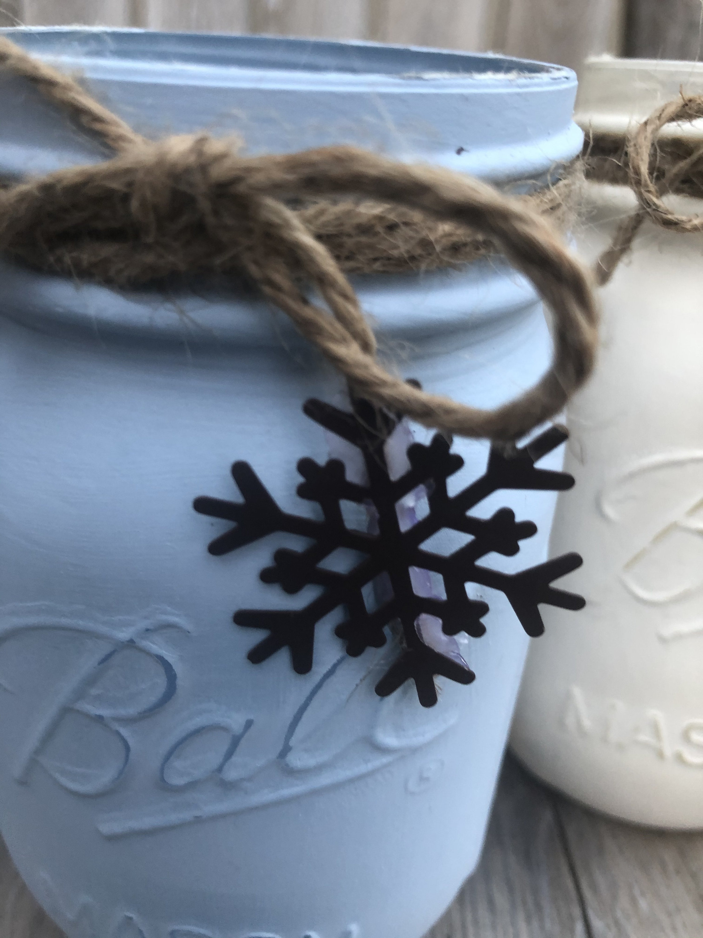 Farmhouse Winter Mason Jars / Snowflake Mason Jars / Painted | Etsy