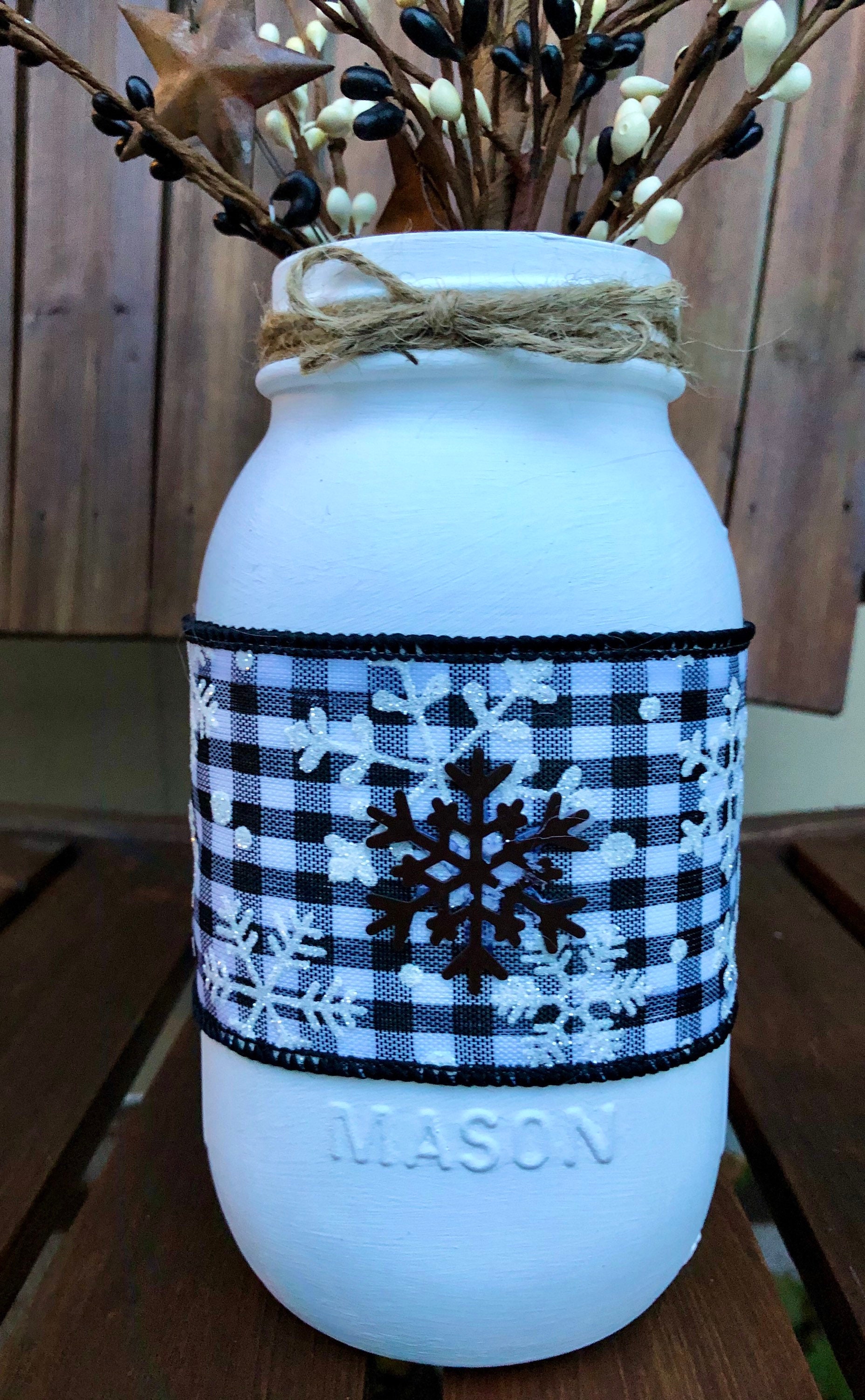 Farmhouse Primitive Mason Jars Buffalo Plaid Mason Jar Primitive farmhouse-primitive-mason-jars-buffalo-plaid-mason-jar-primitive