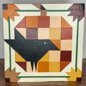 BARN QUILT Primitive Crow & Pumpkin | Wooden Barn Quilt | Wood Barn ...