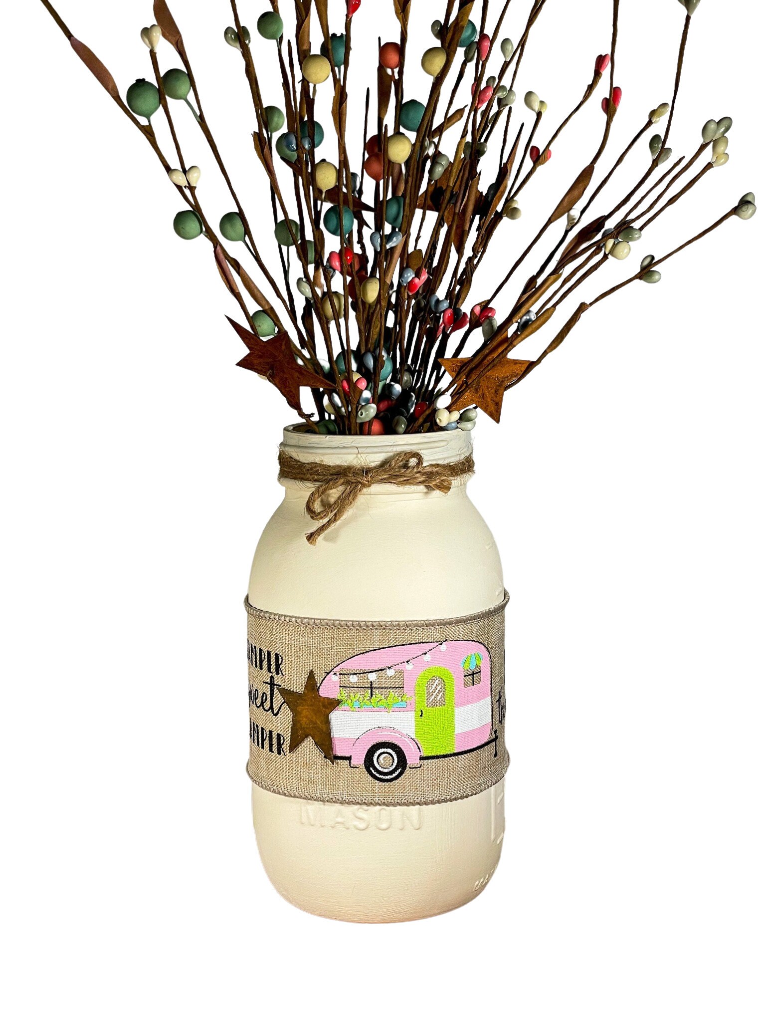 Camper Mason Jar / Camping Decor / RV Mason Jar Decor / | Etsy