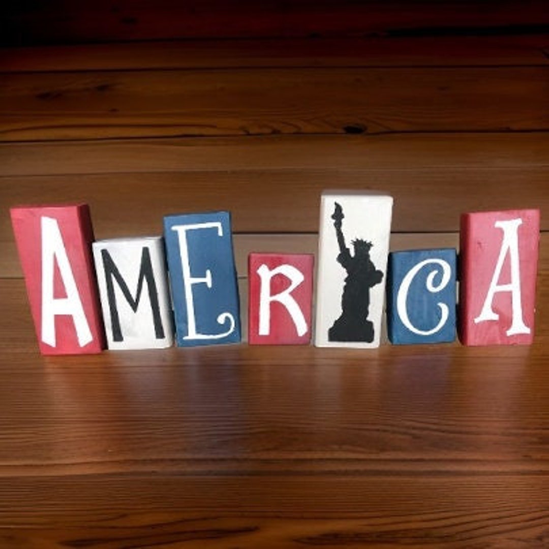 AMERICA Wood Blocks / American Decor / Americana Home Decor / 4th of ...