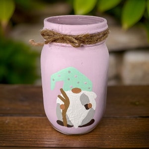 Gnome Spring Mason Jars / Gnome Mason Jars / Spring Decor / Gnome ...
