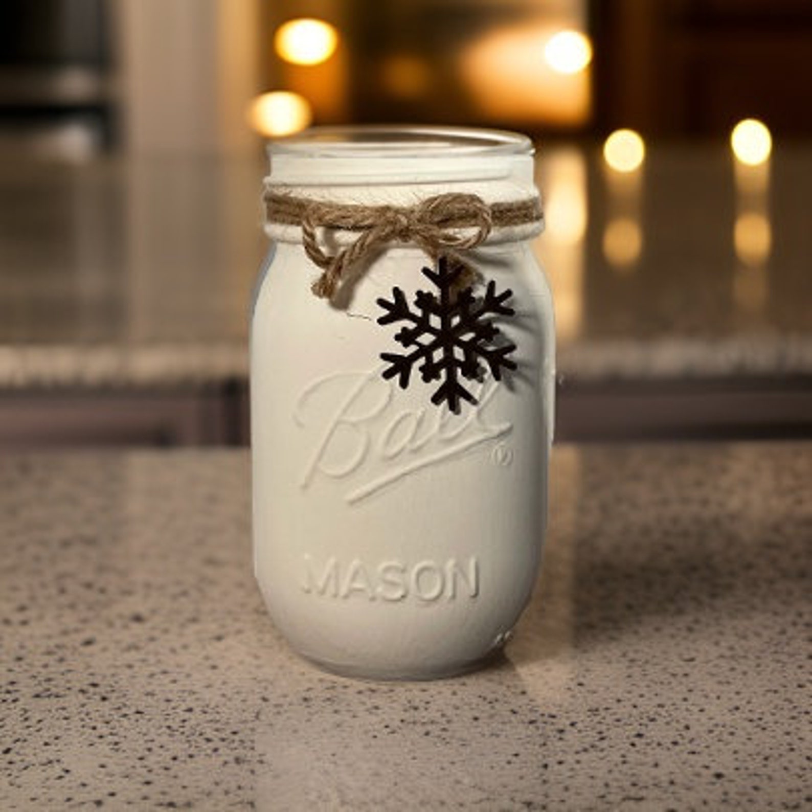 Farmhouse Winter Mason Jars / Snowflake Mason Jars / Mason Jar ...