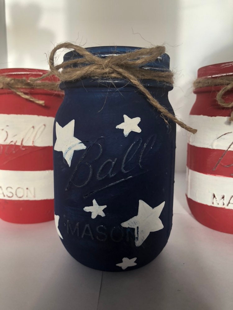 American Flag Mason Jar Set
