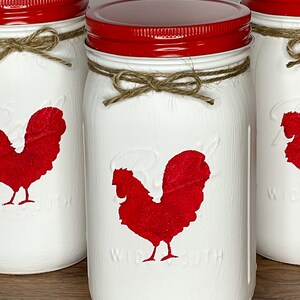 Rooster Kitchen Mason Jars / Rooster Kitchen Decor / Farmhouse Rooster ...