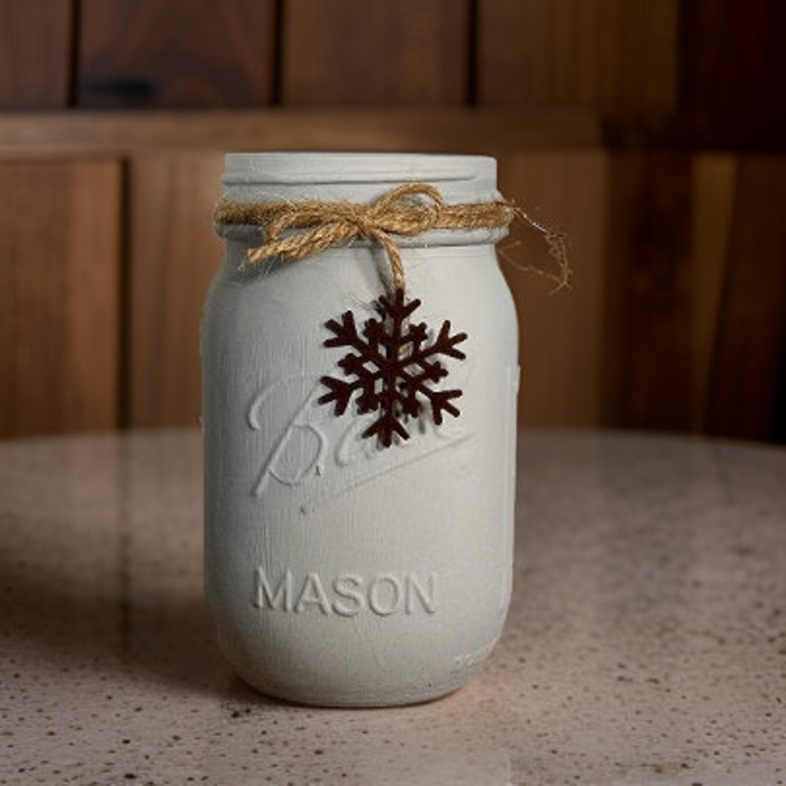 Farmhouse Winter Mason Jars / Snowflake Mason Jars / Mason Jar ...