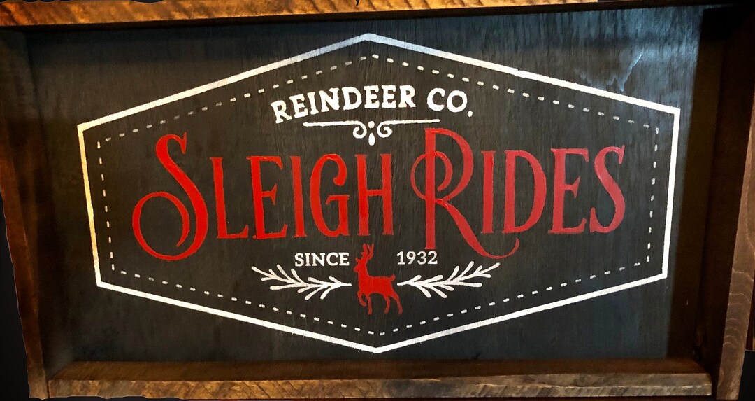 Christmas Sleigh Ride Reindeer Sign / Farmhouse Christmas Sign ...