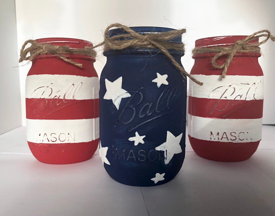 American Flag Mason Jars