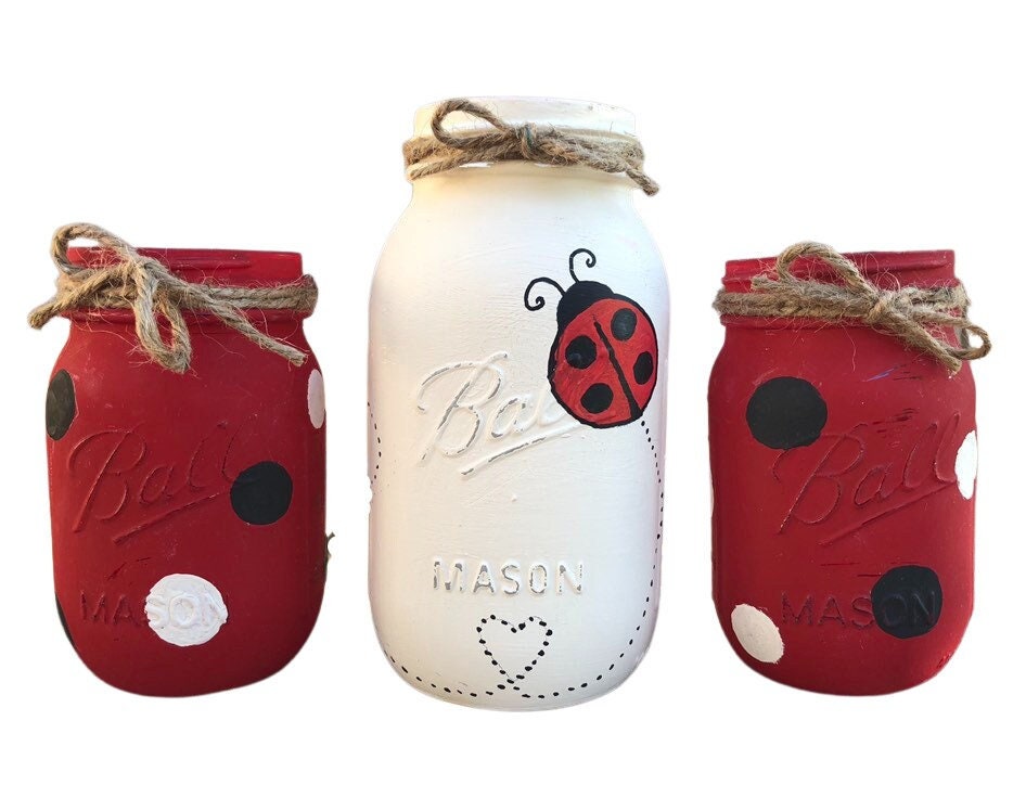 Ladybug Mason Jars