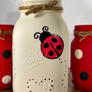 Ladybug Mason Jars / Mason Jar Centerpiece / Ladybug Decor / - Etsy