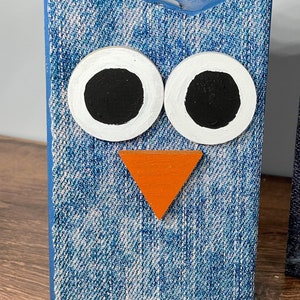 Denim Owl Wood Blocks / Owl Decor / Country Home Decor / Wood Blocks - Etsy