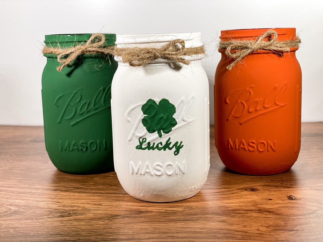 St. Patrick's Day Mason Jars / Irish Mason Jars / Mason Jar Centerpiece ...