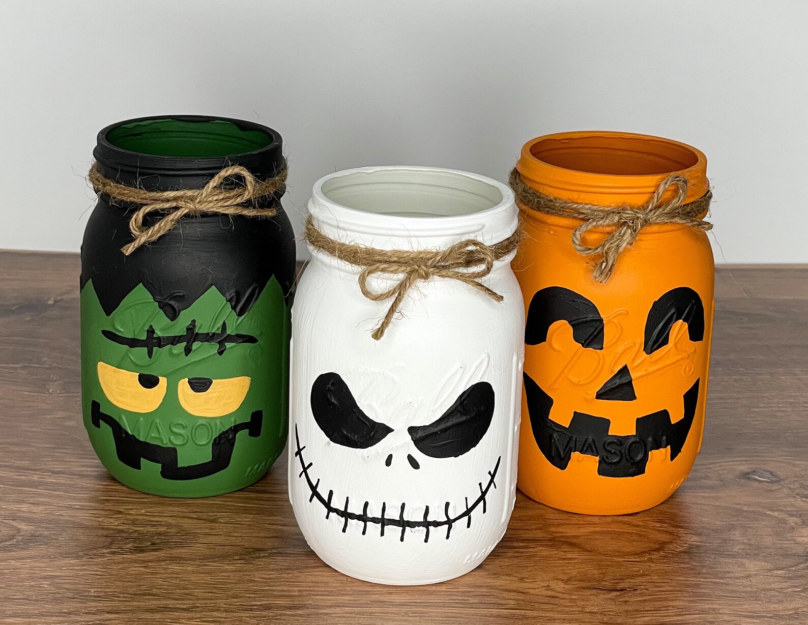Halloween Monster Mason Jars / Halloween Mason Jars / Painted - Etsy