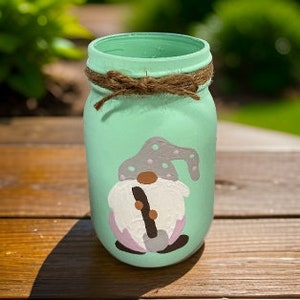 Gnome Spring Mason Jars / Gnome Mason Jars / Spring Decor / Gnome ...