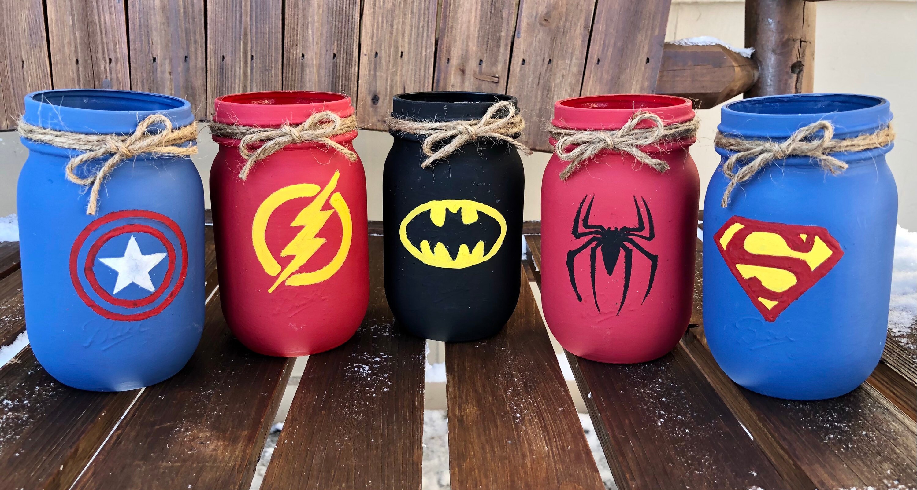 Superhero Mason Jars / Marvel Comic Mason Jars / Super Hero | Etsy