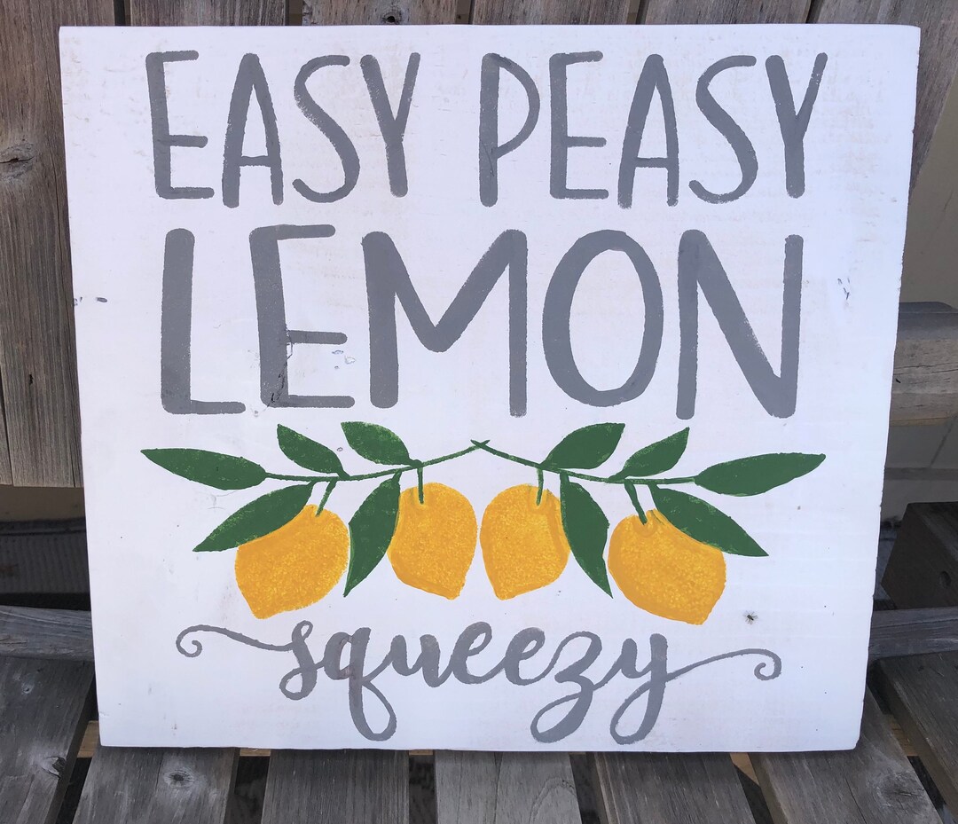 Lemon Wall Sign, Easy Peasy Hand-painted Pine Wood Decor - Etsy