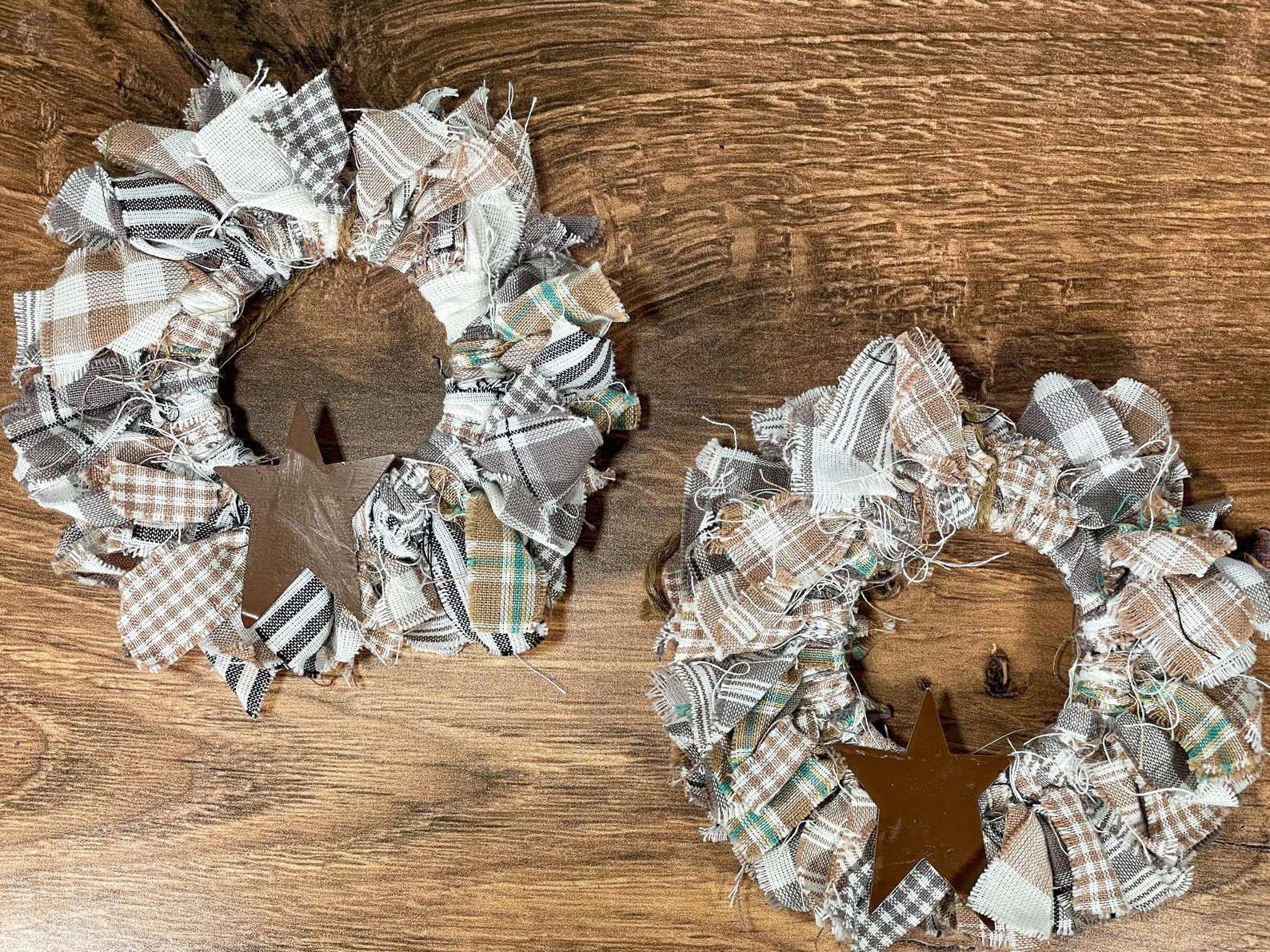 Mini Rag Wreaths / Mini Mason Jar Rag Wreaths / Rustic Rag - Etsy
