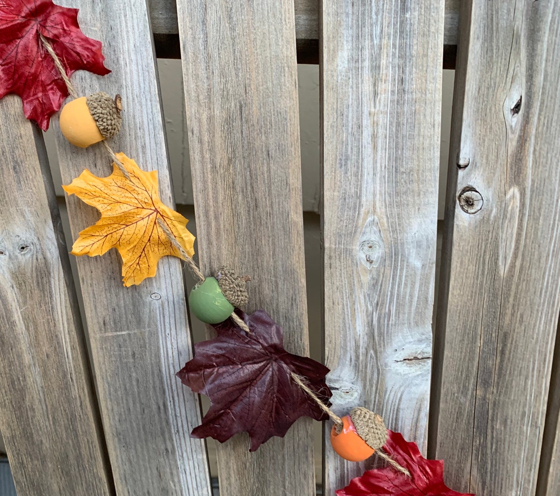 Fall Maple Leaf & Acorn Garland / Fall Garland / Fall Decor | Etsy