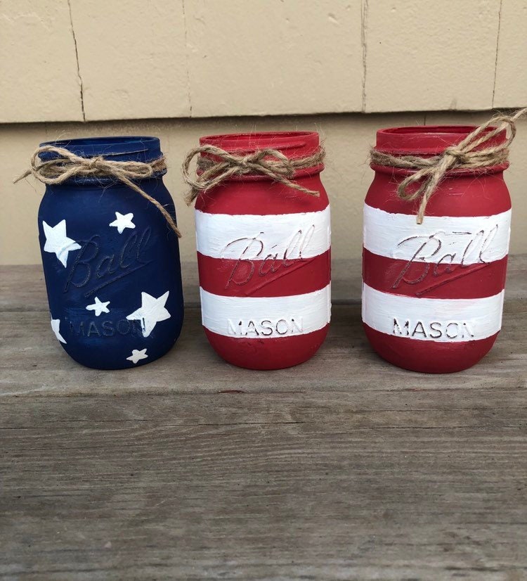 American Flag Mason Jars