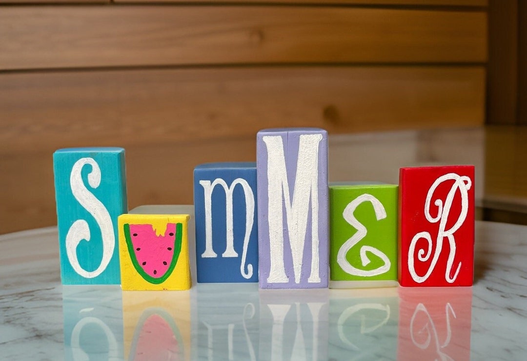 Summer Wood Blocks / Summer Word Blocks / Summer Home Decor / Summer ...