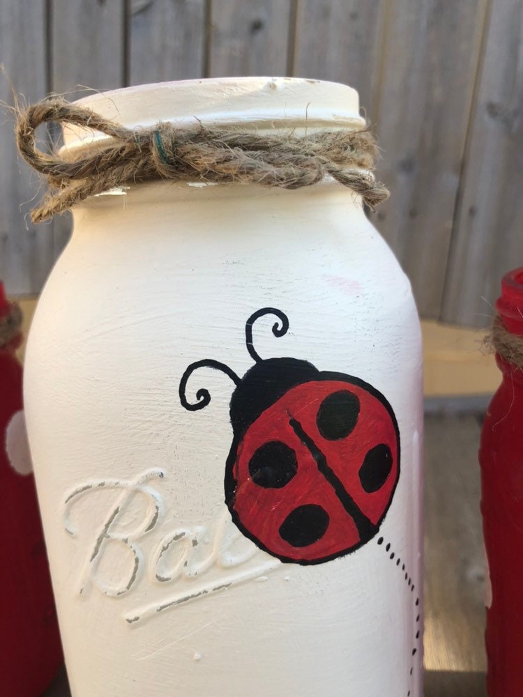 Ladybug Mason Jars