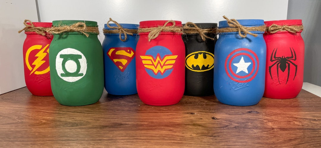 Superhero Mason Jars / Marvel Comic Mason Jars / Super Hero - Etsy UK