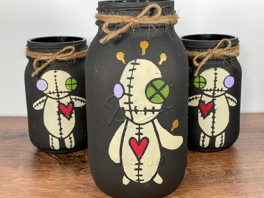 Voodoo Doll Mason Jars / Poppet Doll Mason Jars / Halloween Decor ...