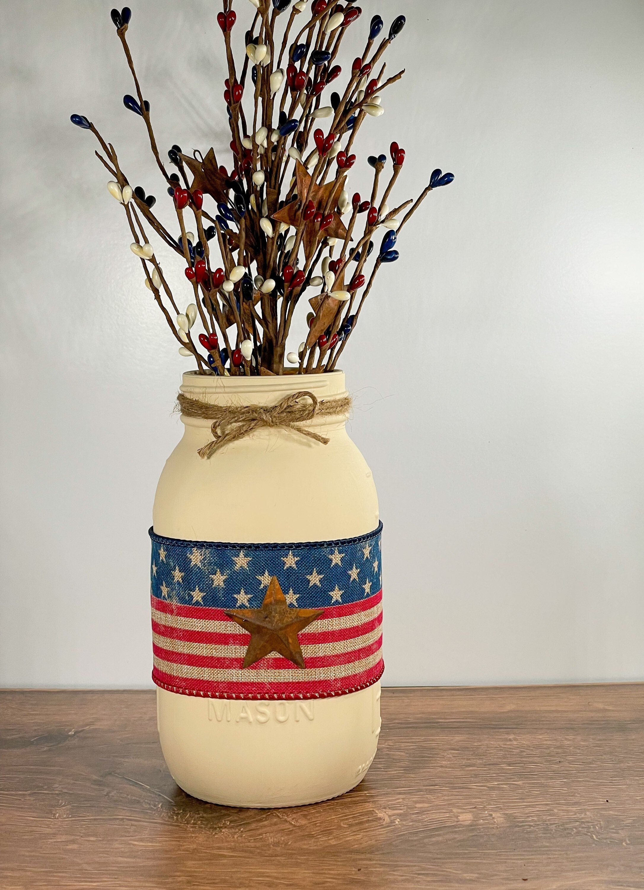 American Flag Mason Jar