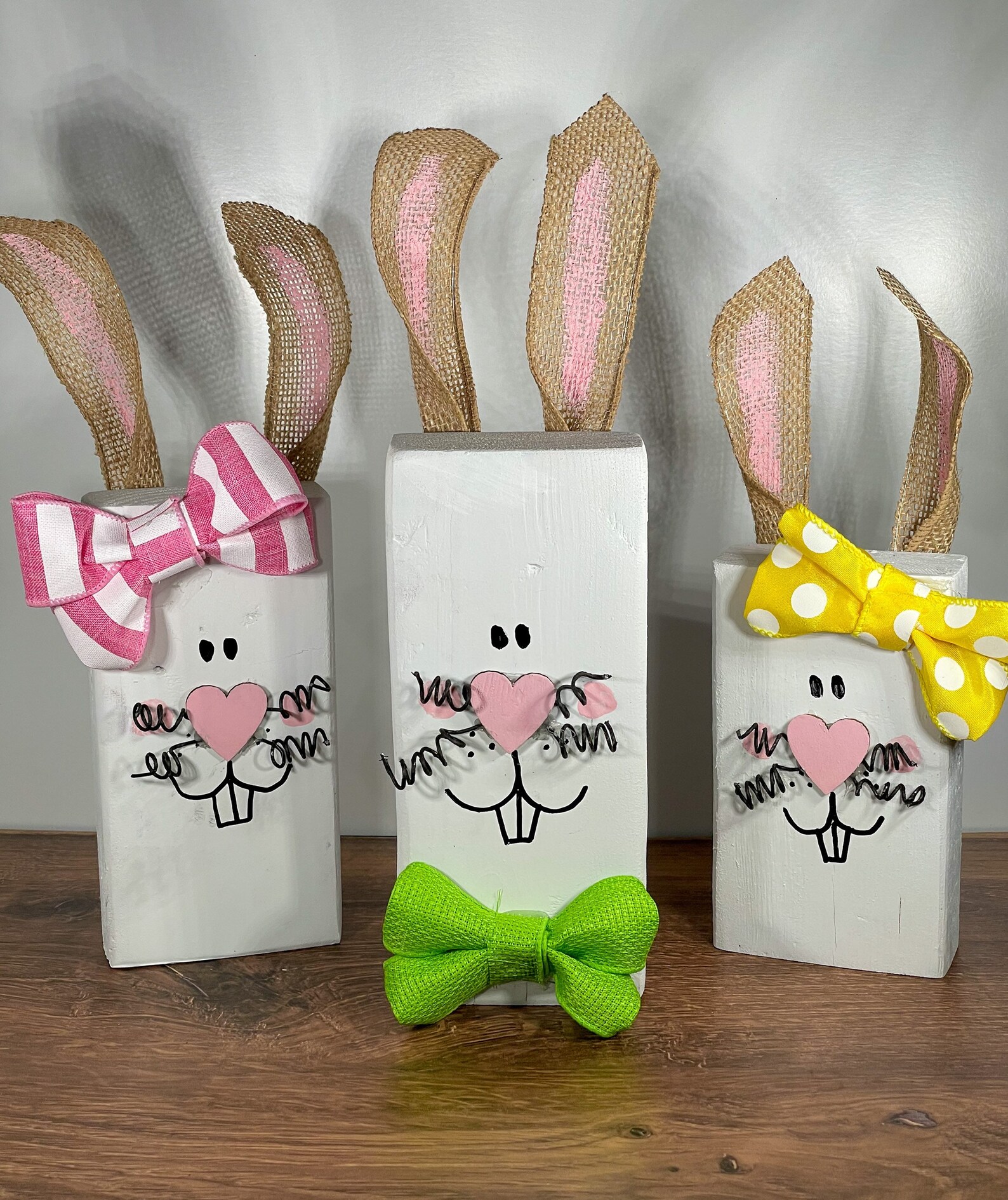 Bunny Wood Blocks / Easter Bunny Wood Blocks / Easter Decor / - Etsy
