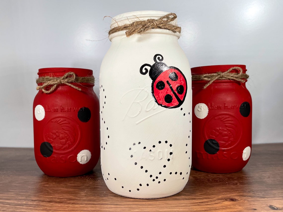 Ladybug Mason Jars / Mason Jar Centerpiece / Ladybug Decor / - Etsy Canada