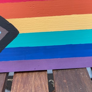 LGBTQ+ Progress Flag Wood Block / LGBTQ+ Pride Decor / Rainbow Flag - Etsy