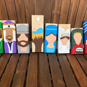 Christmas Nativity Wood Blocks / Nativity Wood Blocks / Wooden Nativity ...